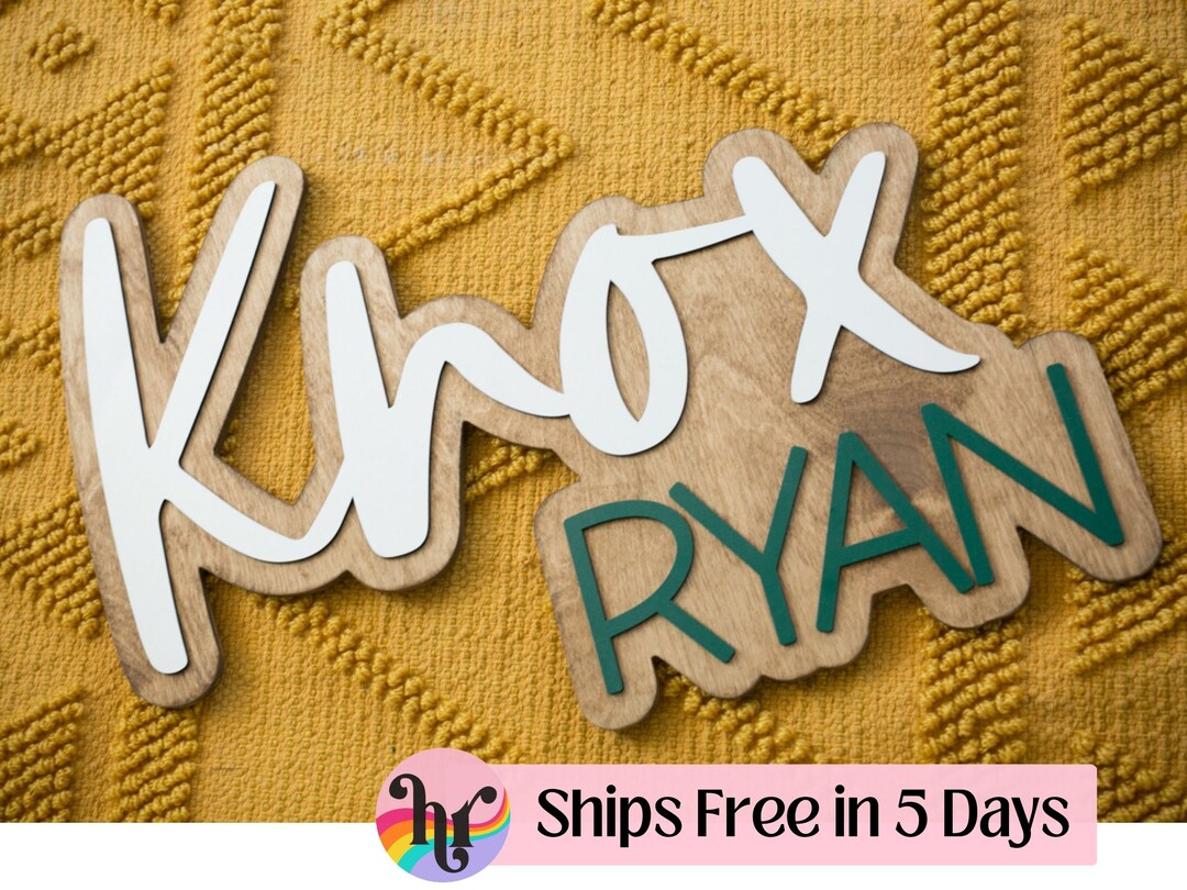 Custom Wood Name Sign Double Wood Name Sign boho Nursery Sign Boys ...
