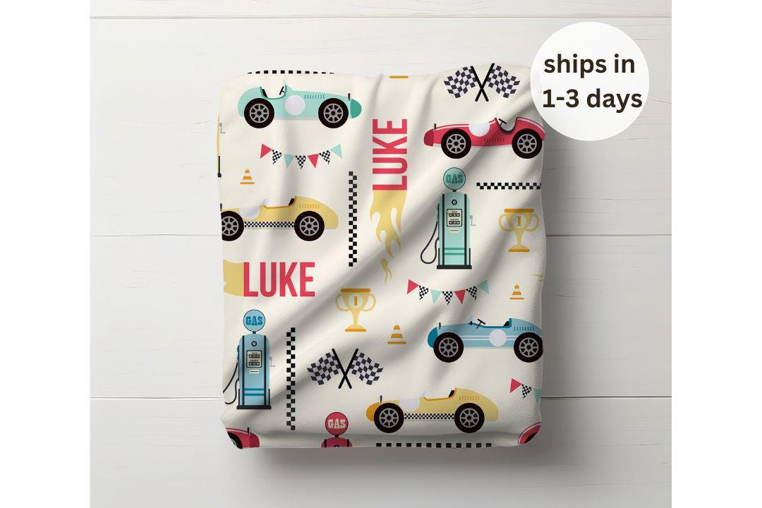 Custom Race Car Blanket for Kids | Baby Blanket for Boy | Baby Shower ...