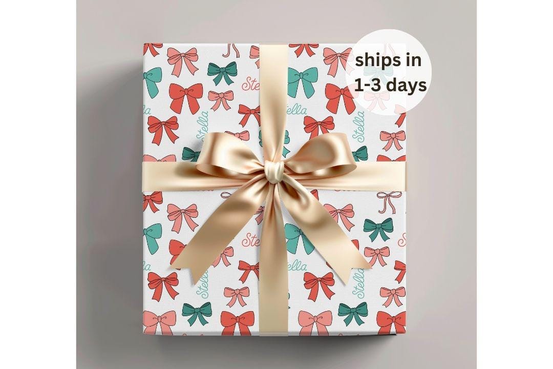 Personalized Gift Wrapping Bow Gift Wrap Girls Birthday Gift Wrapping ...