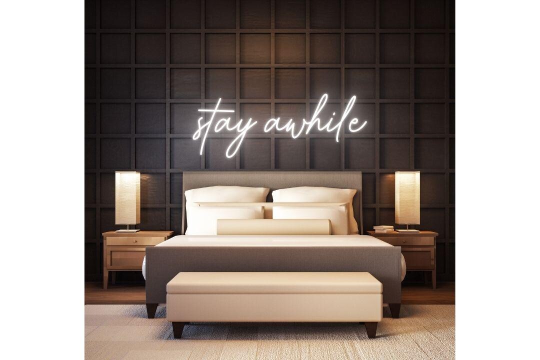 Stay Awhile Sign, Neon Sign , Neon Light , Neon Sign Bar ,personalized ...