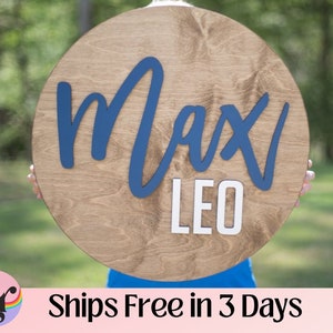 Round Name Sign 24", Name Sign for Nursery Girl, Boy, Above Crib Sign ...