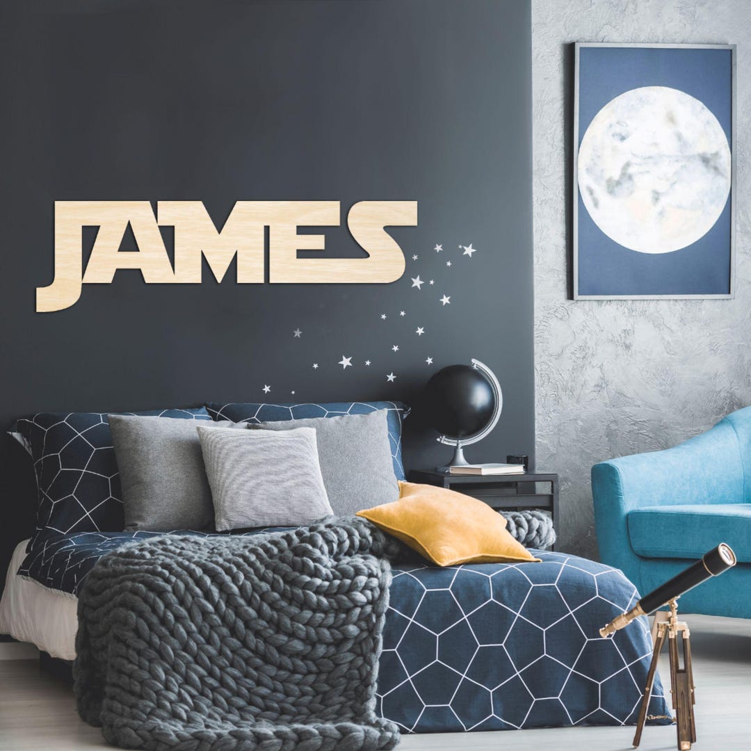 Custom Wood Name Sign for Nursery, Space Bedroom, Over Crib Sign, Baby ...