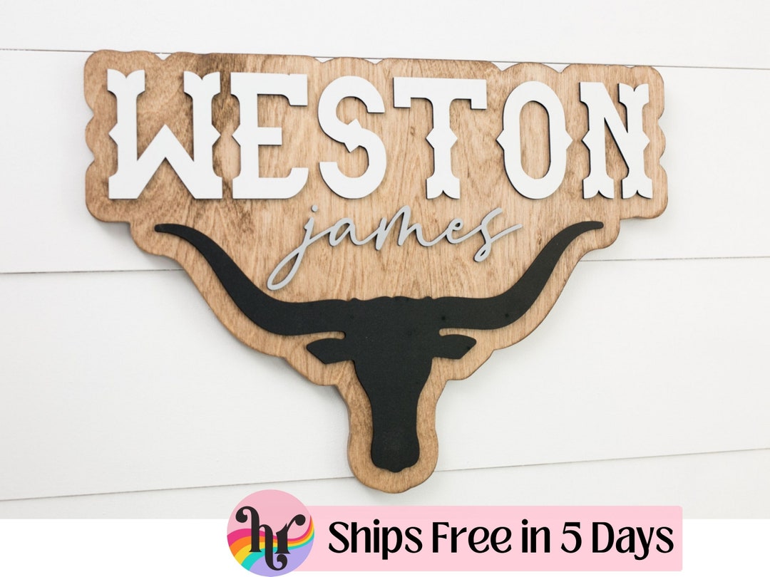 Nursery Name Sign | Western Nursery Decor | Boy Name Sign | Above Crib ...