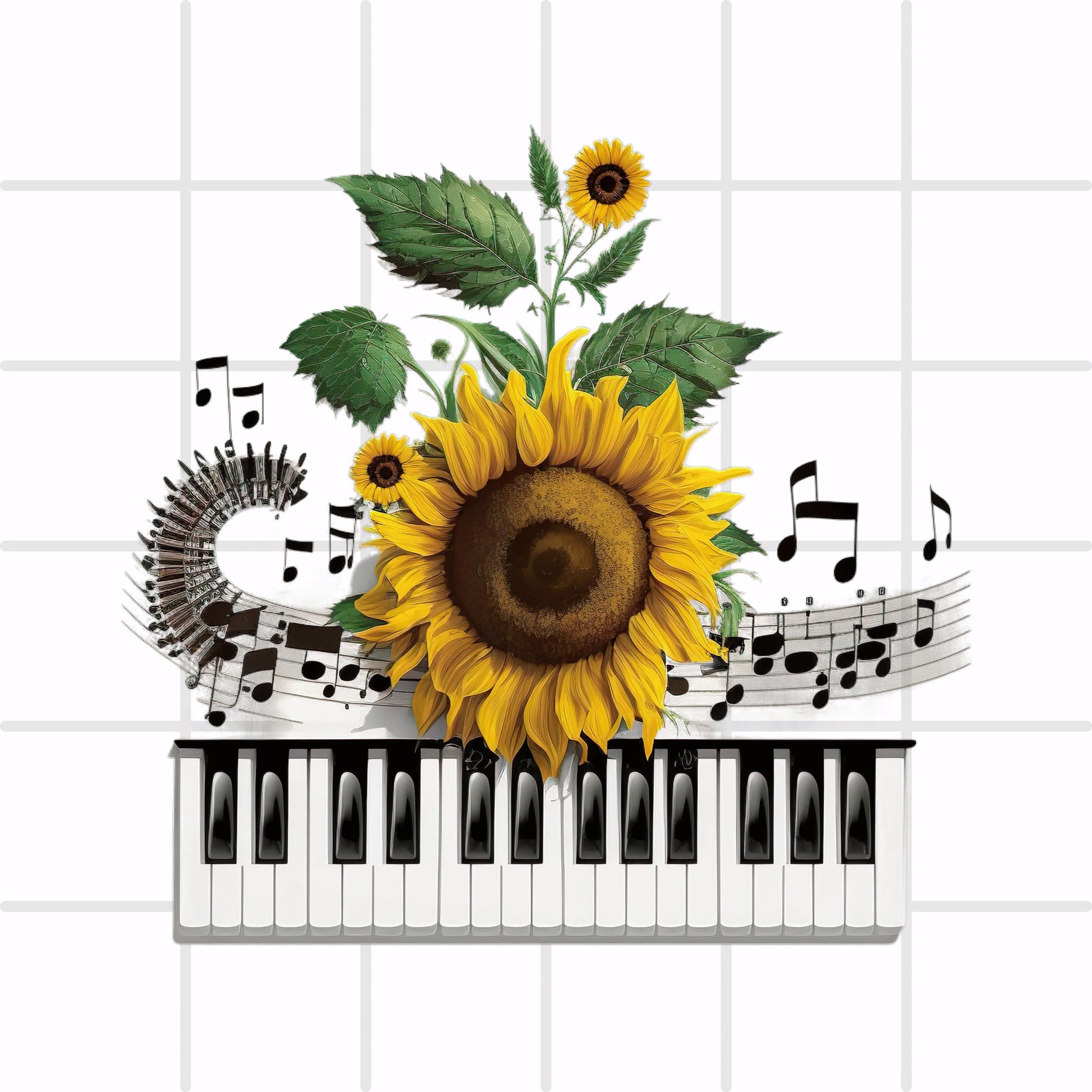 Musical Keyboard Sunflowers PNG, Colorful Musical Keyboard Art, Music ...