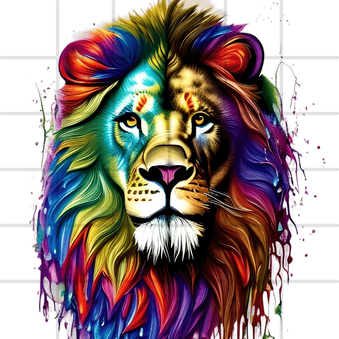 Lion PNG Colorful Lion Sublimation Lion Portrait PNG Lion Illustration ...