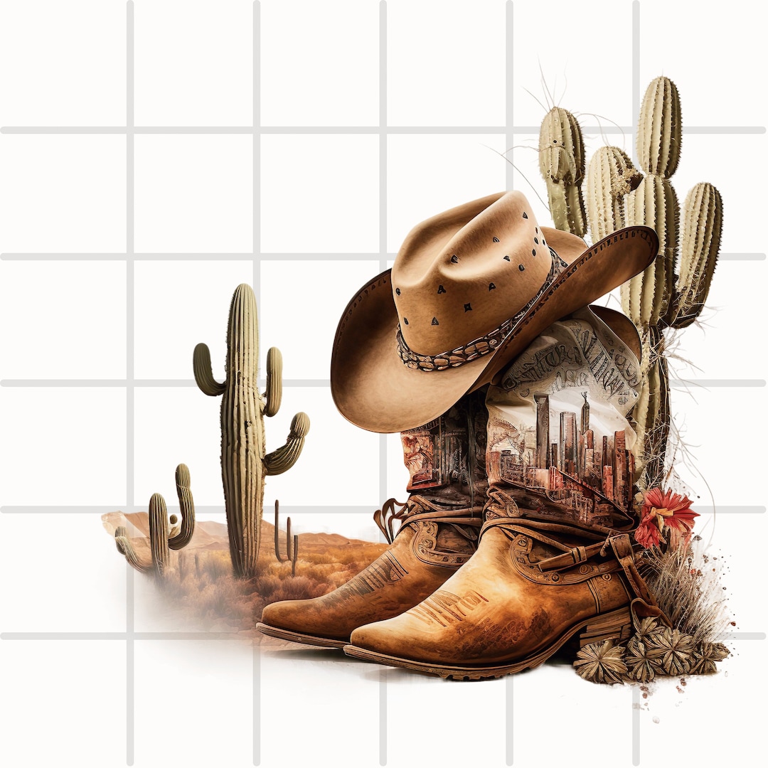 Boots, Western Design, Cactus PNG, Western PNG, Cowboy Hat, İnstant ...