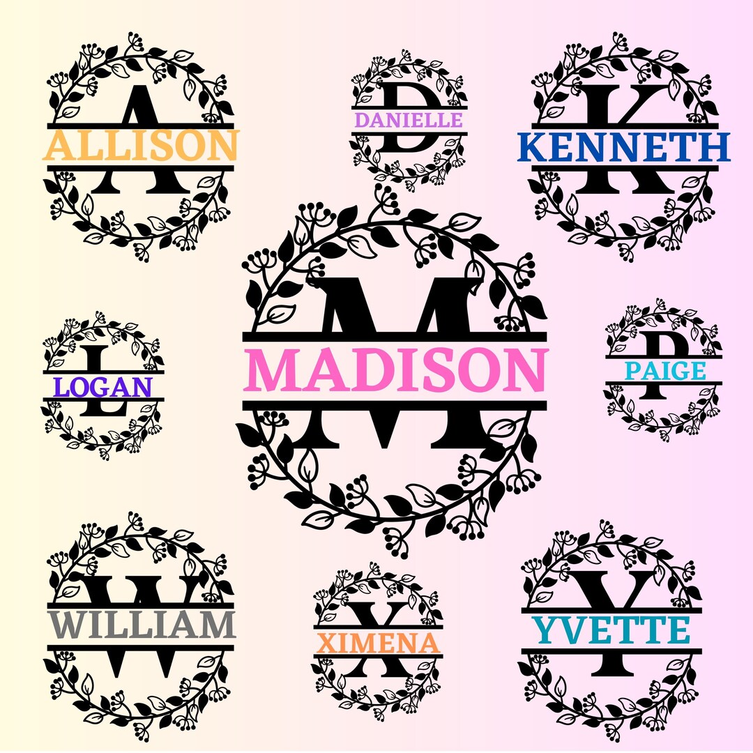 Split Monogram SVG/DXF/PNG, Split Monogram Frame Alphabet, Family ...
