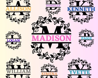 Split Monogram SVG/DXF/PNG, Split Monogram Alphabet, Family Name ...