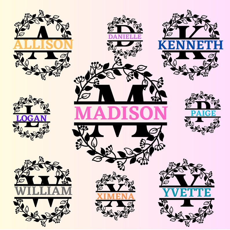 Split Monogram SVG/DXF/PNG, Split Monogram Frame Alphabet, Family ...