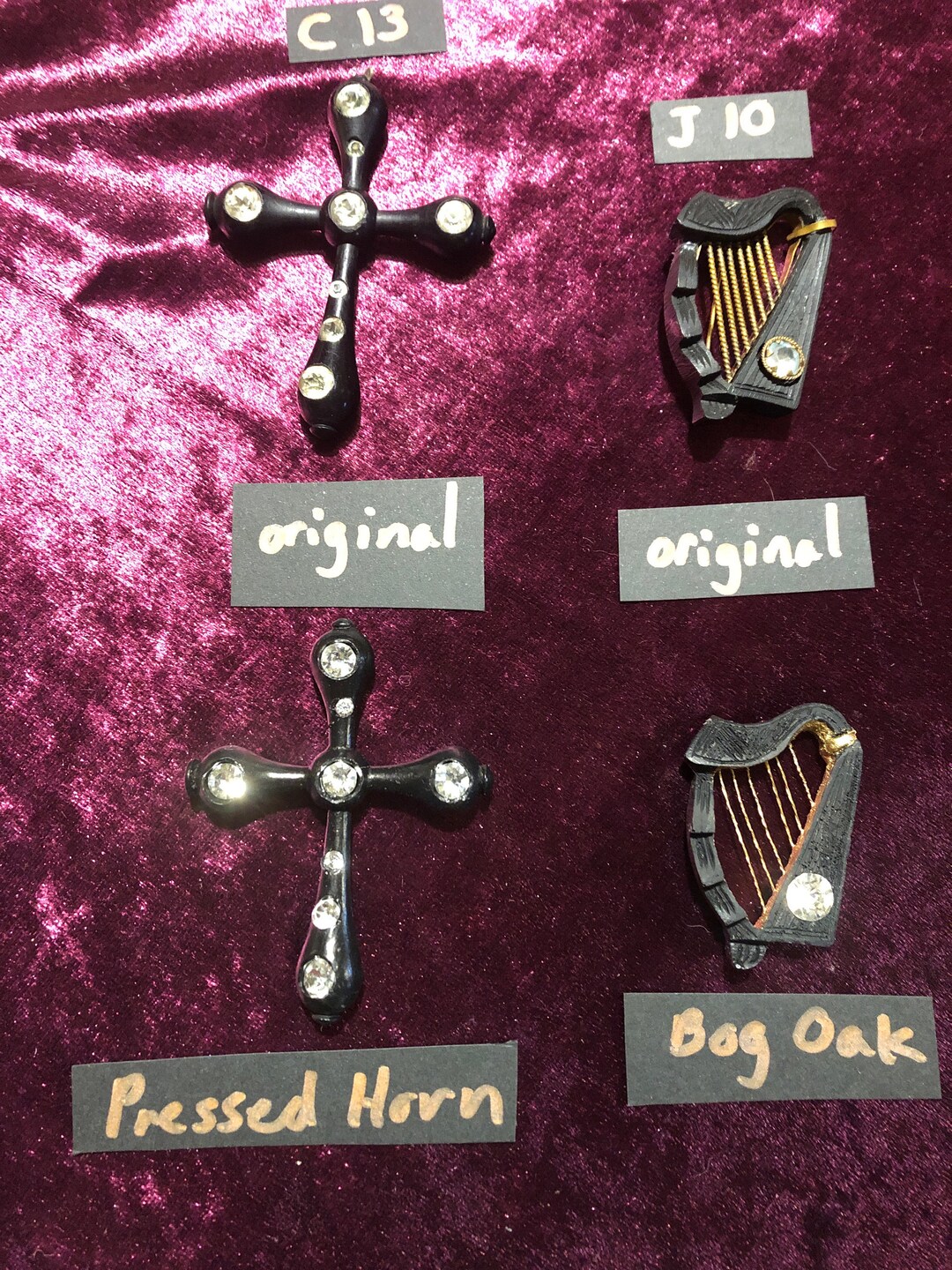 Reproduction Victorian Sentimental Mourning Bog Oak Harp With Gold Wire ...