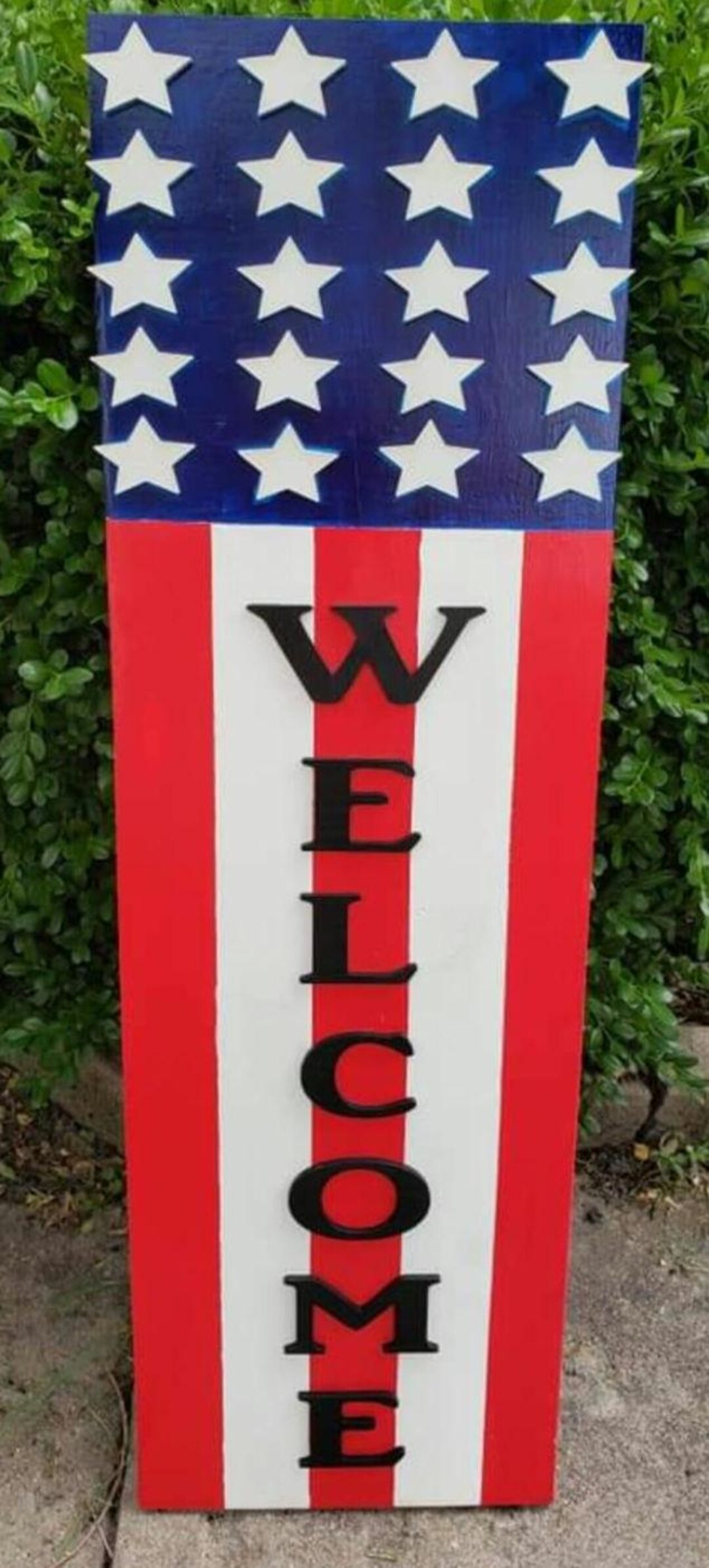 American Flag Welcome Sign - Etsy