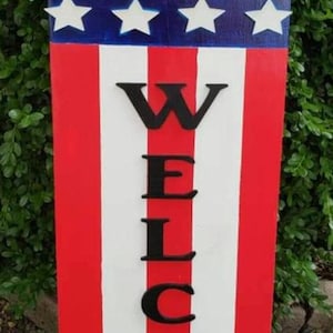 American Flag Welcome Sign - Etsy