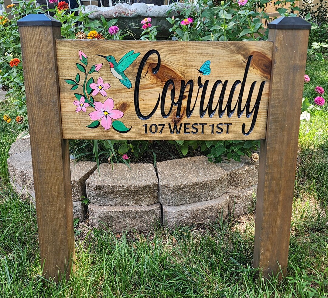 Personalized Carved Home Last Name Address Sign - Etsy