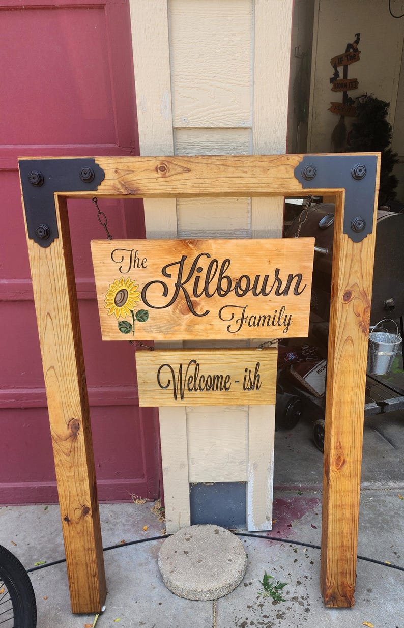 Carved Wood Hanging Welcome Sign - Etsy