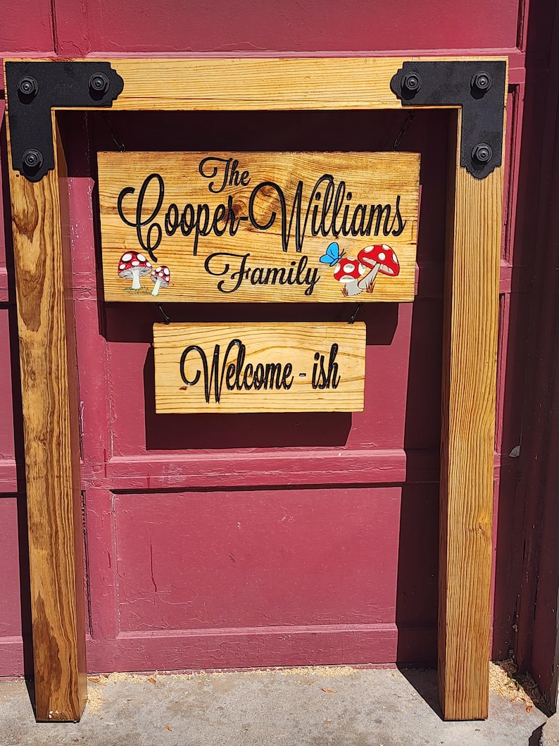 Carved Wood Hanging Welcome Sign - Etsy