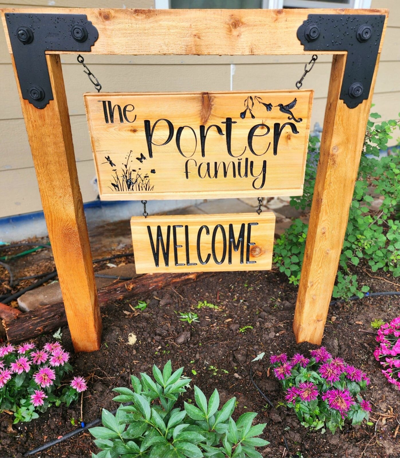 Carved Wood Hanging Welcome Sign - Etsy