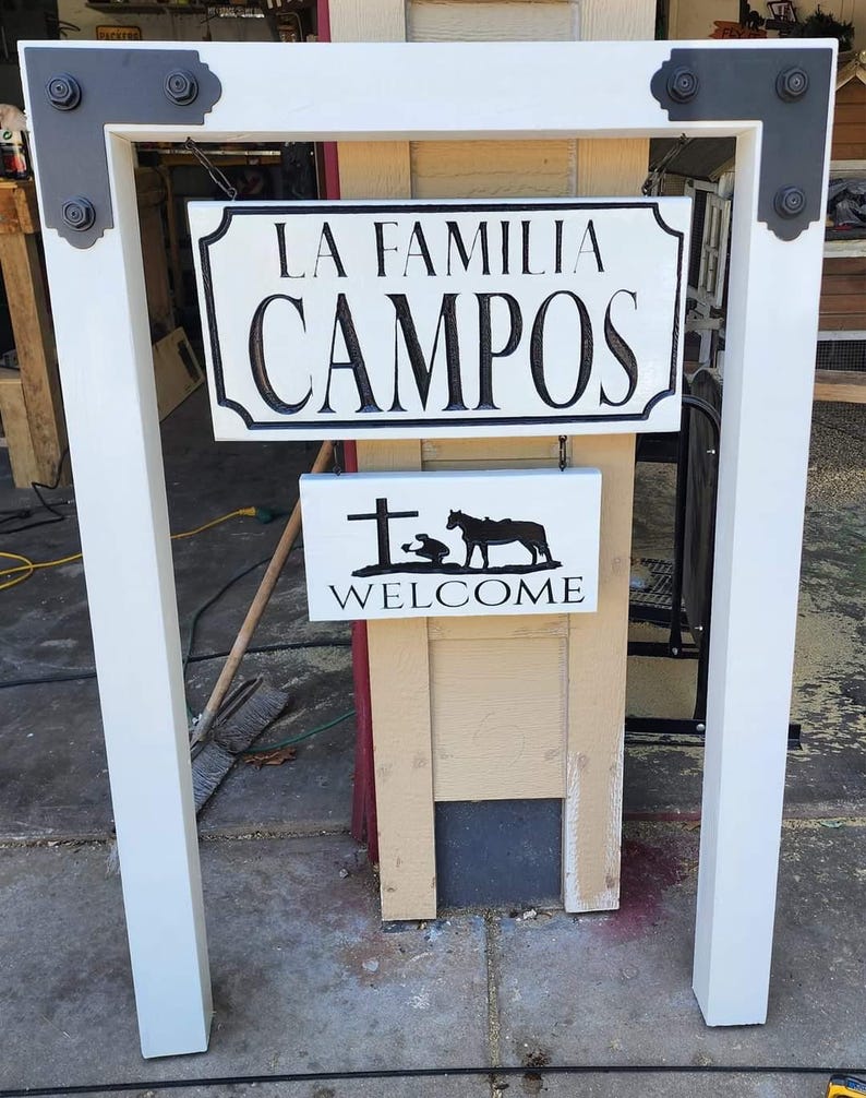 Carved Wood Hanging Welcome Sign - Etsy