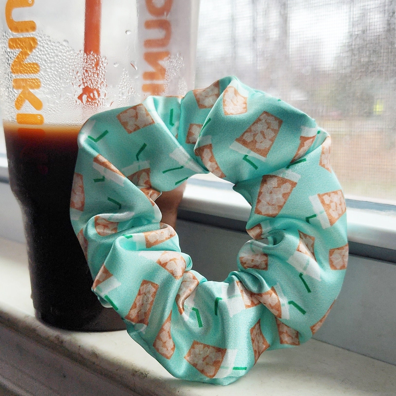 Iced Coffee Scrunchie, Iced Coffee Hair Accessory, Satin Scrunchie ...