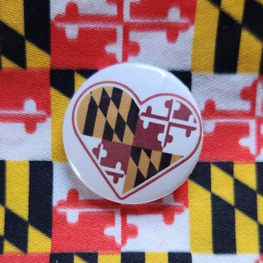 Maryland Flag Button, Maryland Heart Button - Etsy