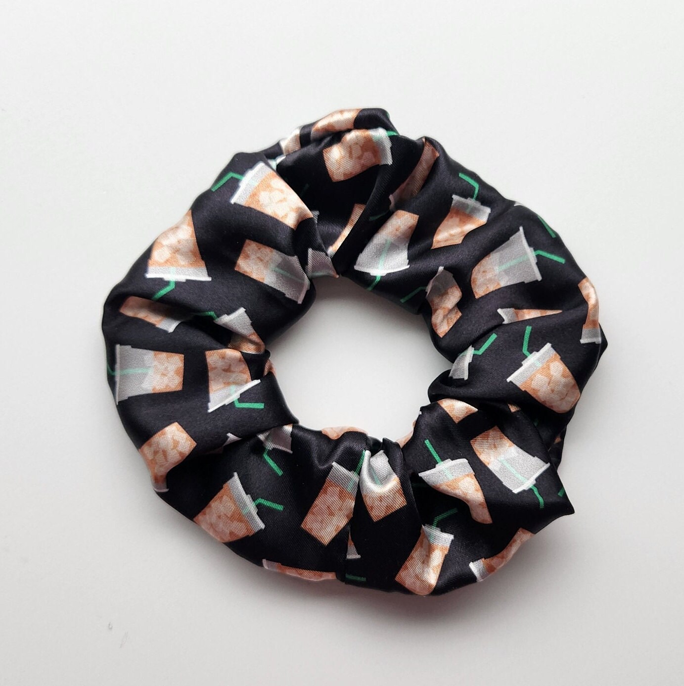 Iced Coffee Scrunchie, Iced Coffee Hair Accessory, Satin Scrunchie ...