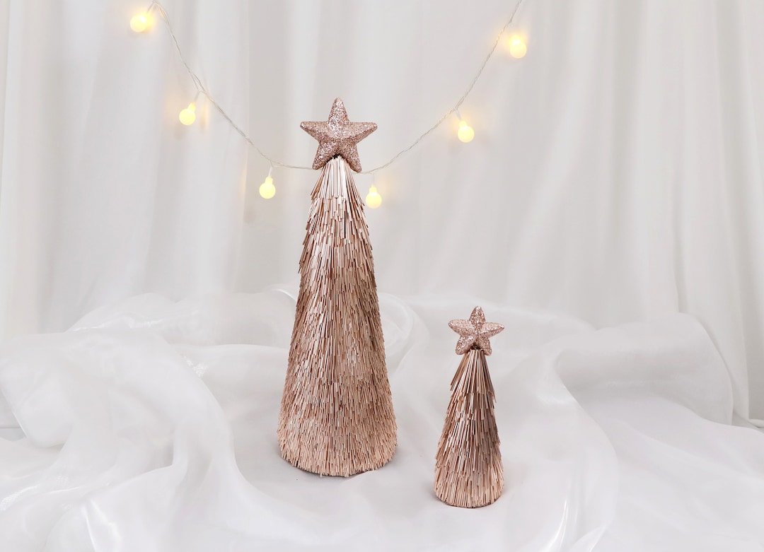 Tabletop Christmas Tree, Cone Tree With Star, Rose Gold Ornament for ...
