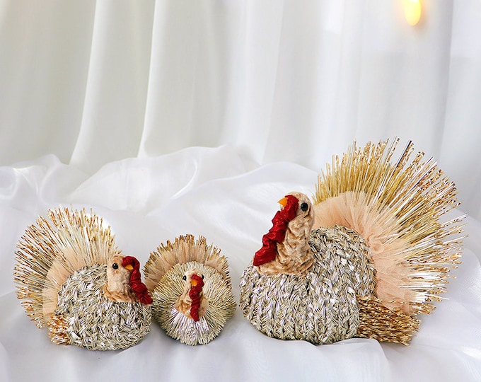 Thanksgiving Decor, Painted Wood Turkeys, Fall Tiered Tray, Rustic ...
