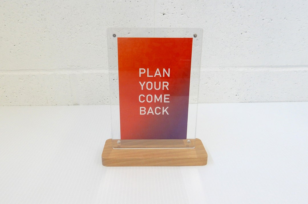 Acrylic 5x7 Sign and Menu Holder W/ Wood Base Quick Change Magnetic ...
