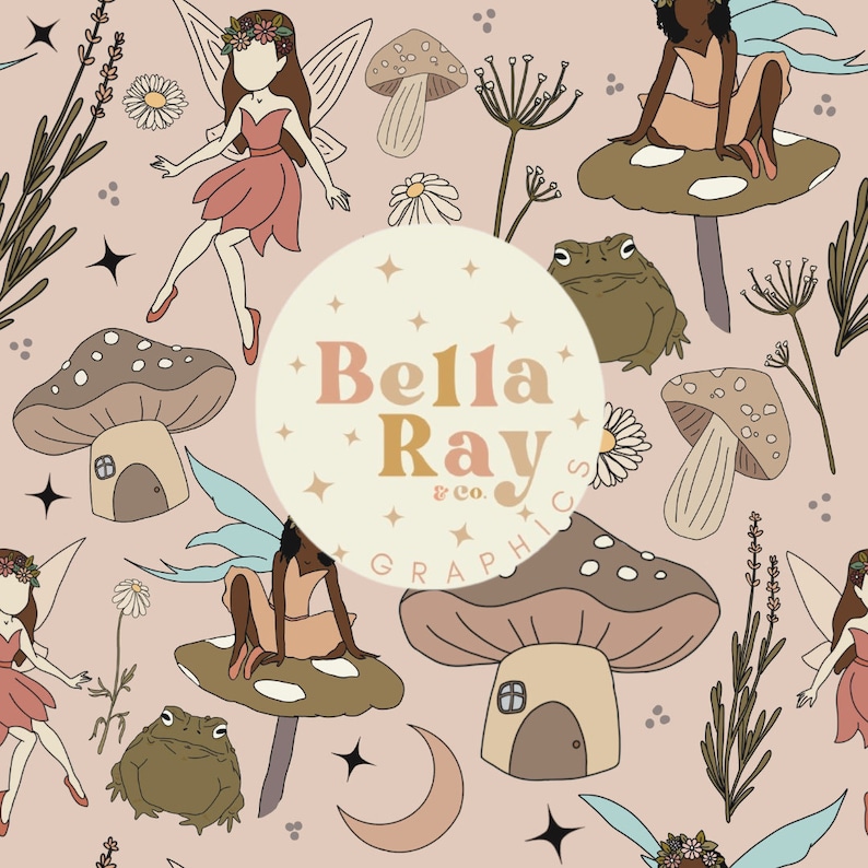 Fairies Magical Mystical Cottage Core Seamless Pattern - Etsy