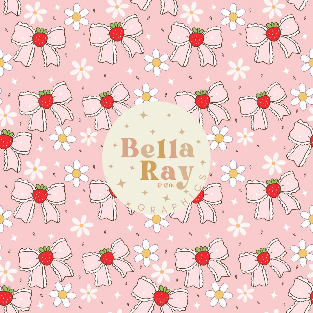 Strawberry Bows Seamless Pattern - Etsy