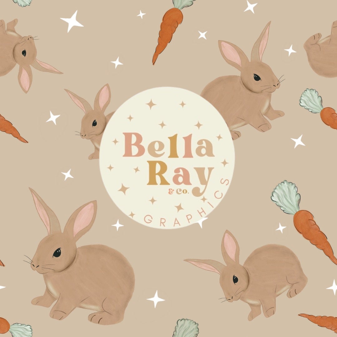 Bunny and Carrot Easter Seamless Pattern Repeating Pattern Neutral - Etsy