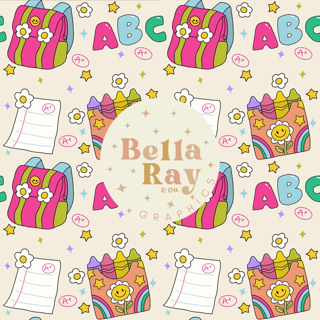 Girly Back to School Backpack Seamless Design - Etsy