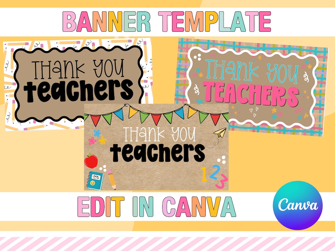Editable Teacher Appreciation Banner Template Bundle, Hand Painted ...