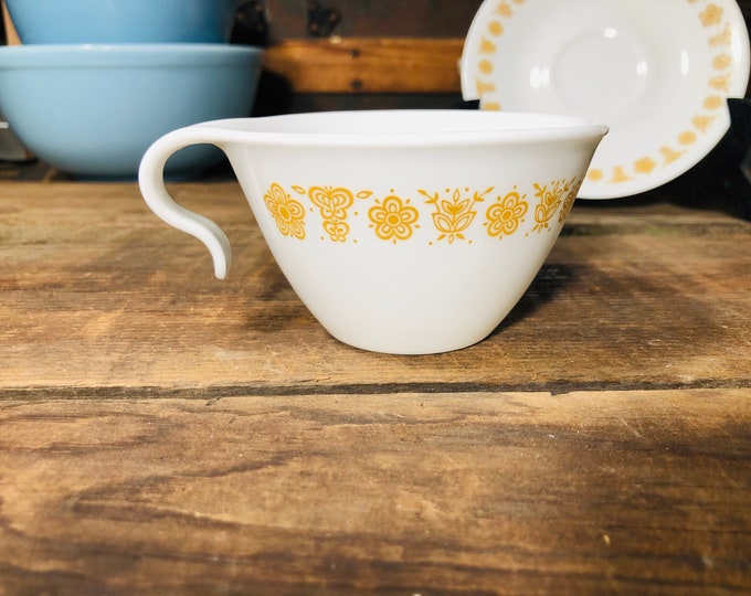 Pyrex Coordinates Coffee Cups Set of Four Butterfly Gold Pattern C1972 ...