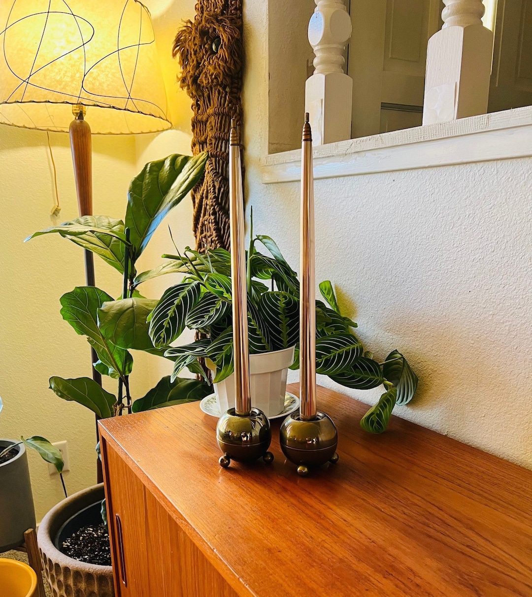 Vintage Mid Century Butane Brass Candles With Holder Pair - Etsy