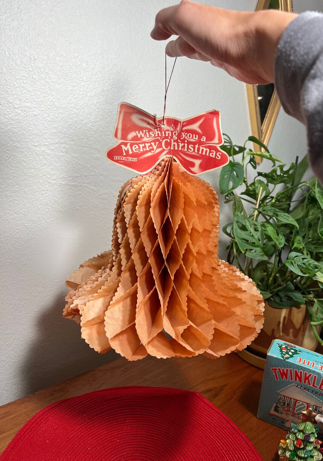 Vintage Honeycomb Tissue Paper Bell Christmas Party Decoration Doubl ...