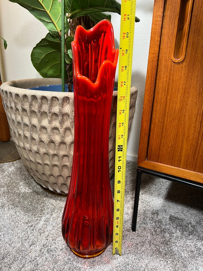Vintage Mid Century 1960s Le Smith Red Swung Vase - Etsy