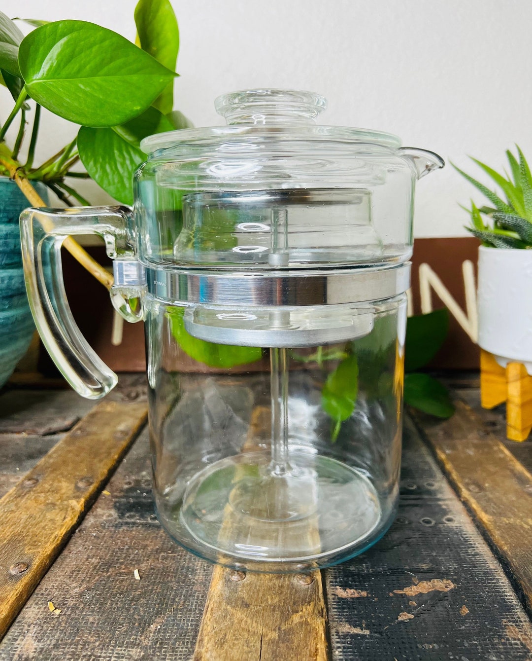 Vintage Pyrex Glass Percolator 12 Cup Coffee Maker Flamewear - Etsy