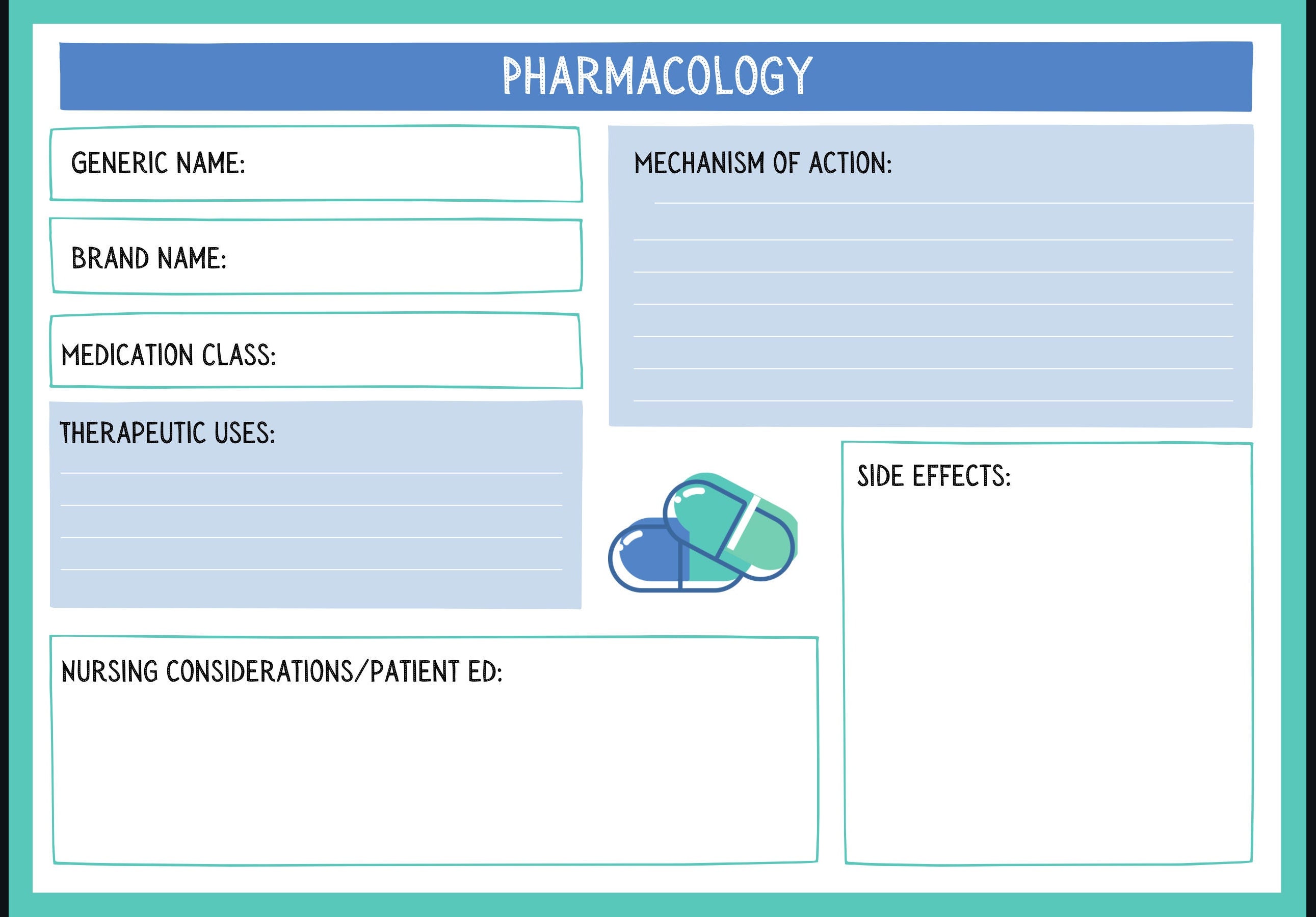 Pharmacology Notecard Templates- Multiple Colors - Etsy