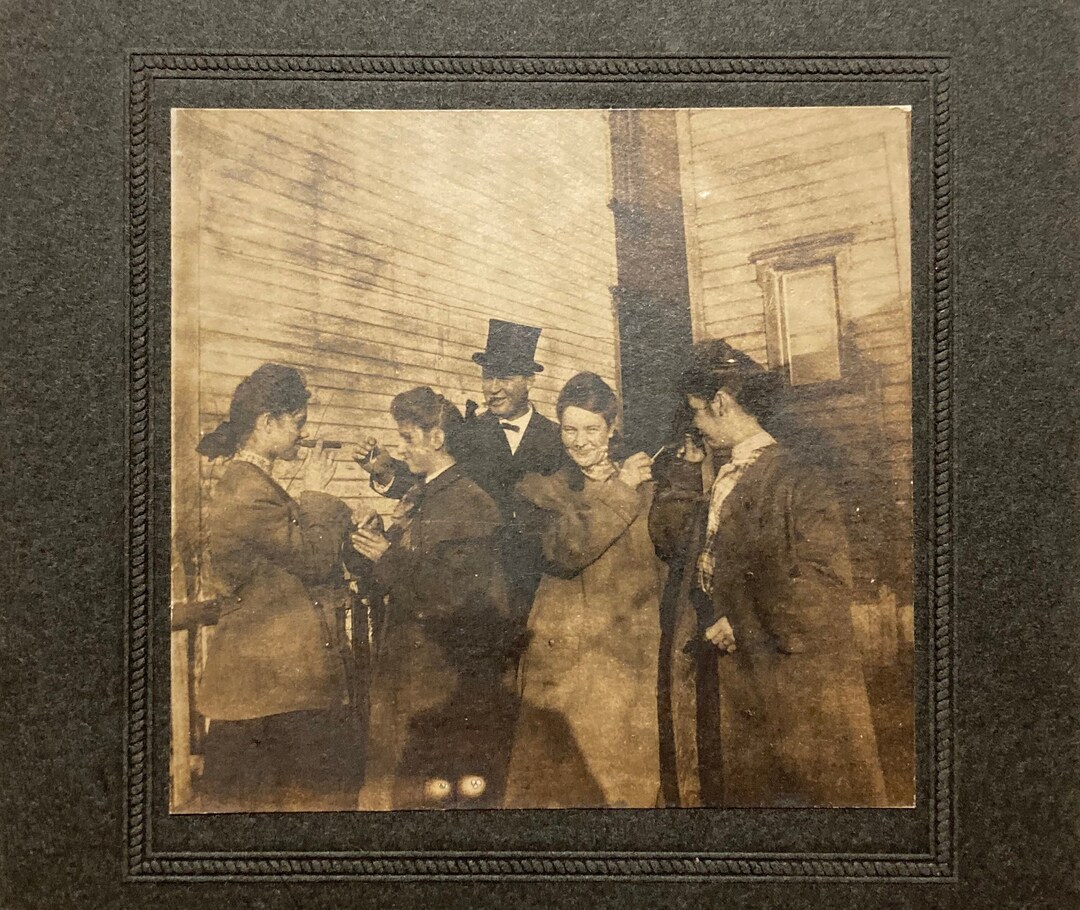 Women Smoking Cigars - Early 1900's Mounted Albumen Photo of Young ...