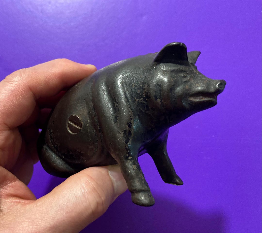 1920’s “sitting Pig” Cast Iron Figural Bank Manufactured by the A.C. Williams Co. of Ravenna ...