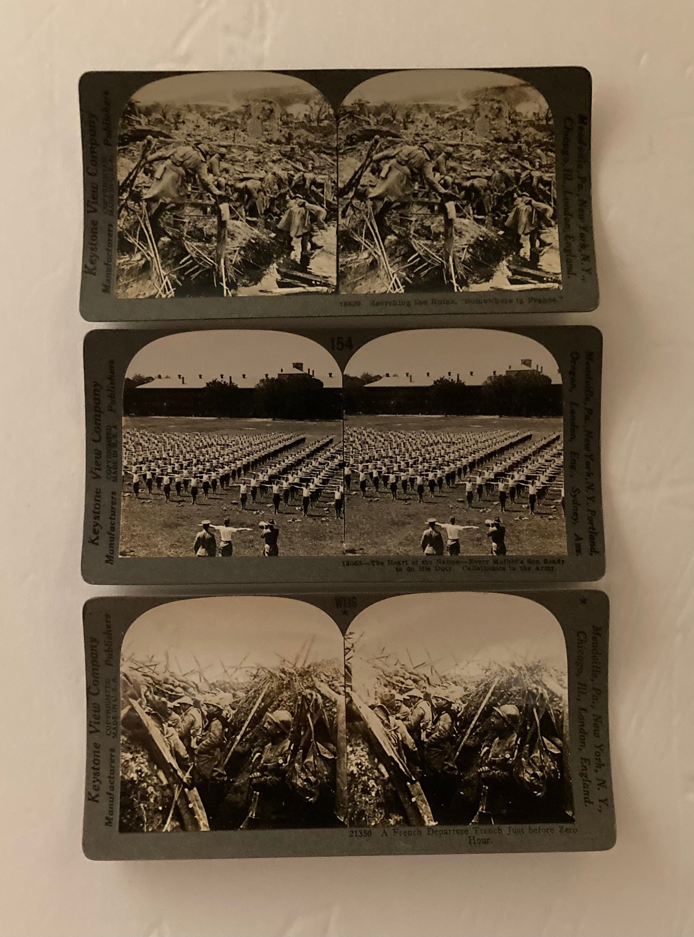 WORLD WAR I Stereoview Cards, Set of 12. Depictions of Trench Warfare ...