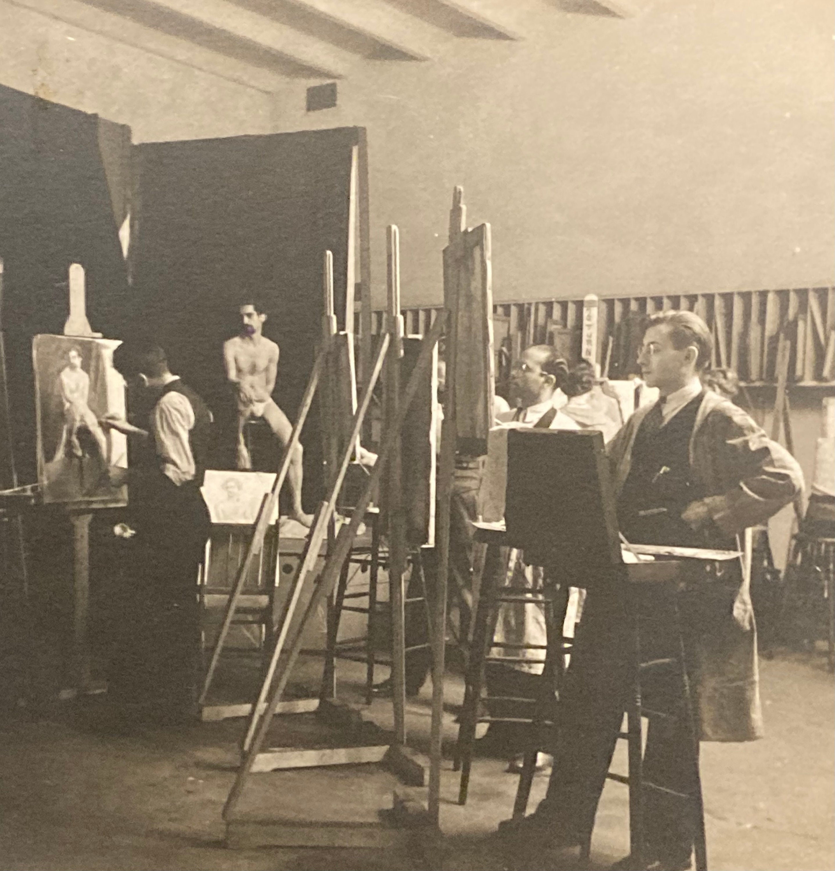 Rare Vintage Gelatin Silver RPPC 1910's Art Studio Figure Drawing, With ...