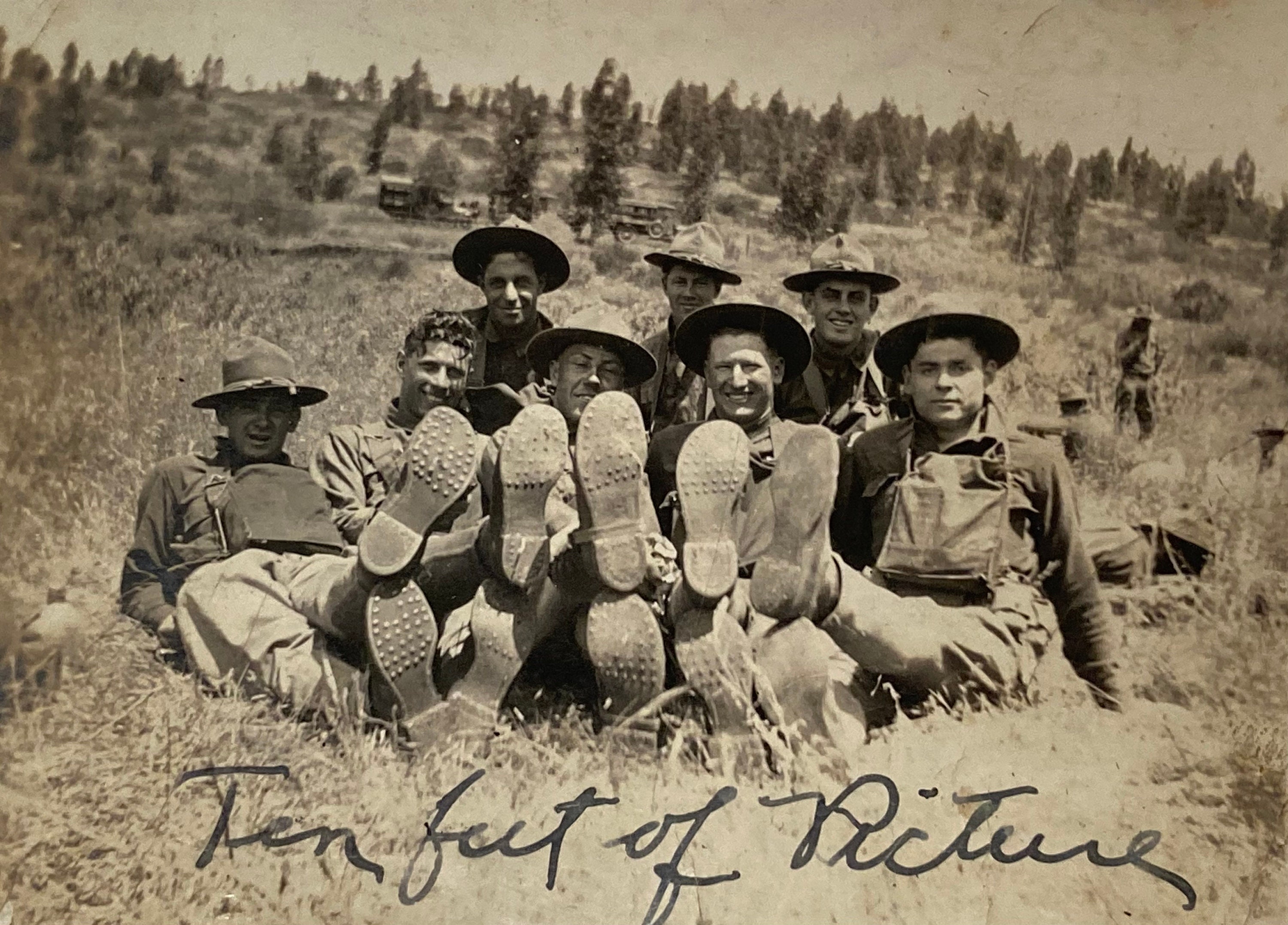 TEN FEET - Five WWI Soldiers Displaying the Boots They Wear in the ...