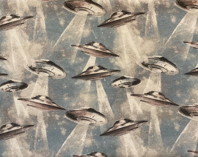 UFO Fabric Flannel Ufo's Aliens Cotton Quilting Crafting Sewing Flannel ...