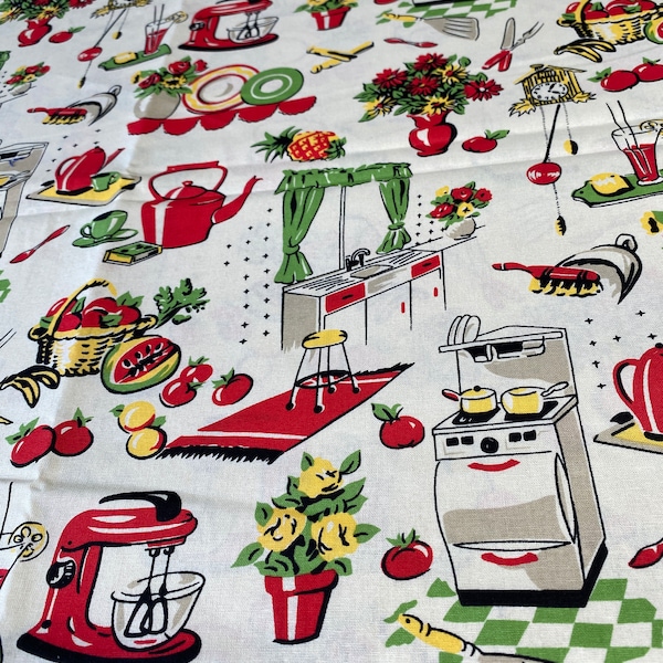 Retro Kitchen Fabric - Etsy