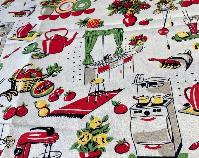 Vintage Kitchen Fabric Kitchenette by Neryl Mod Mid Century Retro ...
