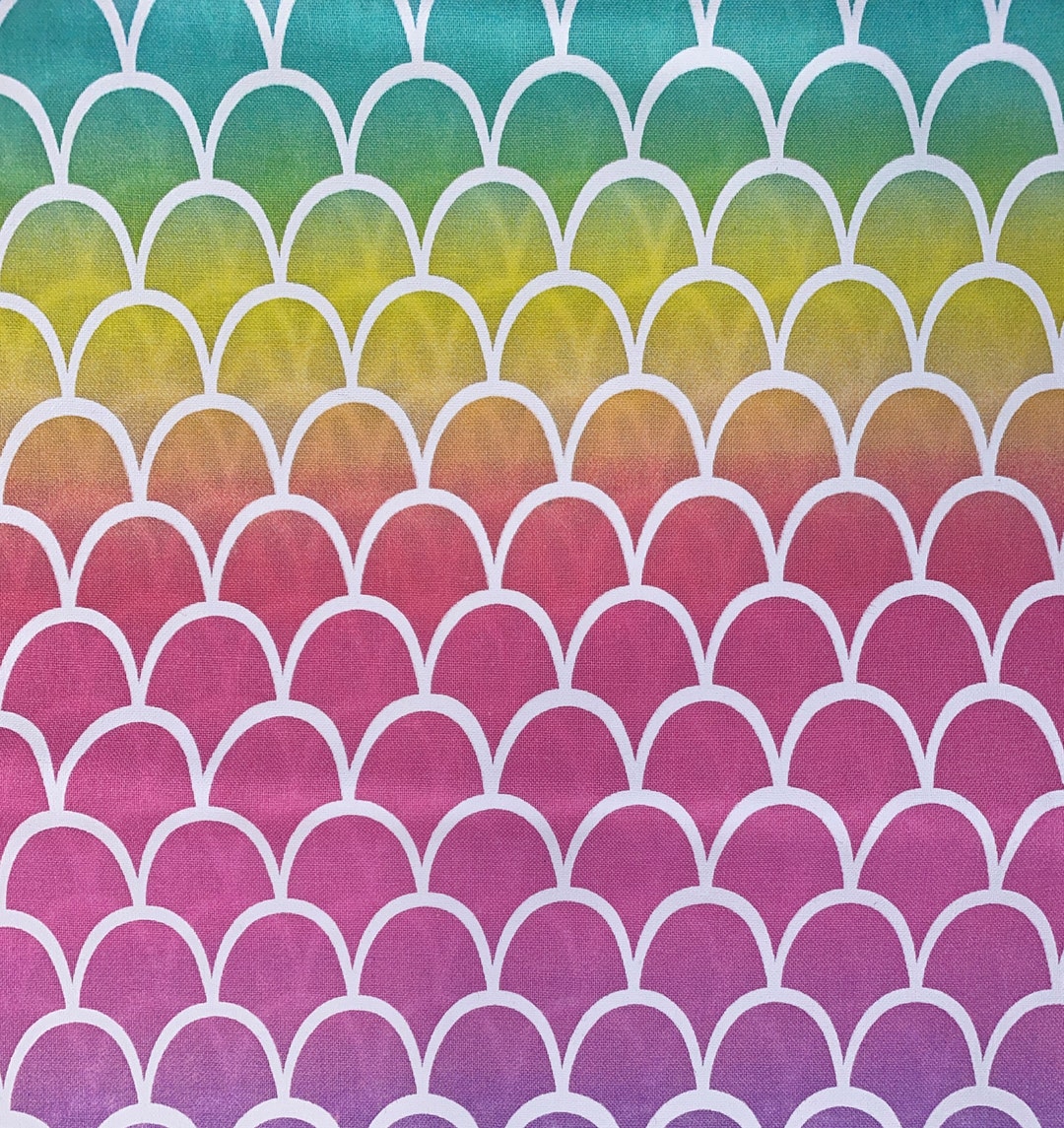 Ombre Mermaid Fish Scales Cotton Quilting Party Crafting Sewing Fabric ...