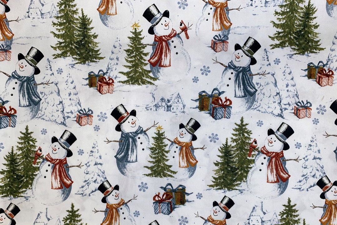 Cotton Twill Snowman Fabric Home Sewing Crafting Fabric - Etsy