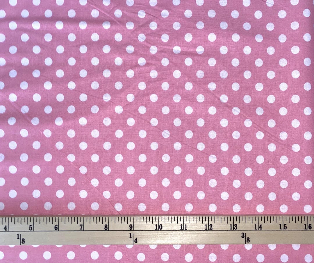 Pink Fabric White Dots Cotton Blender Quilting Crafting Sewing Fabric ...