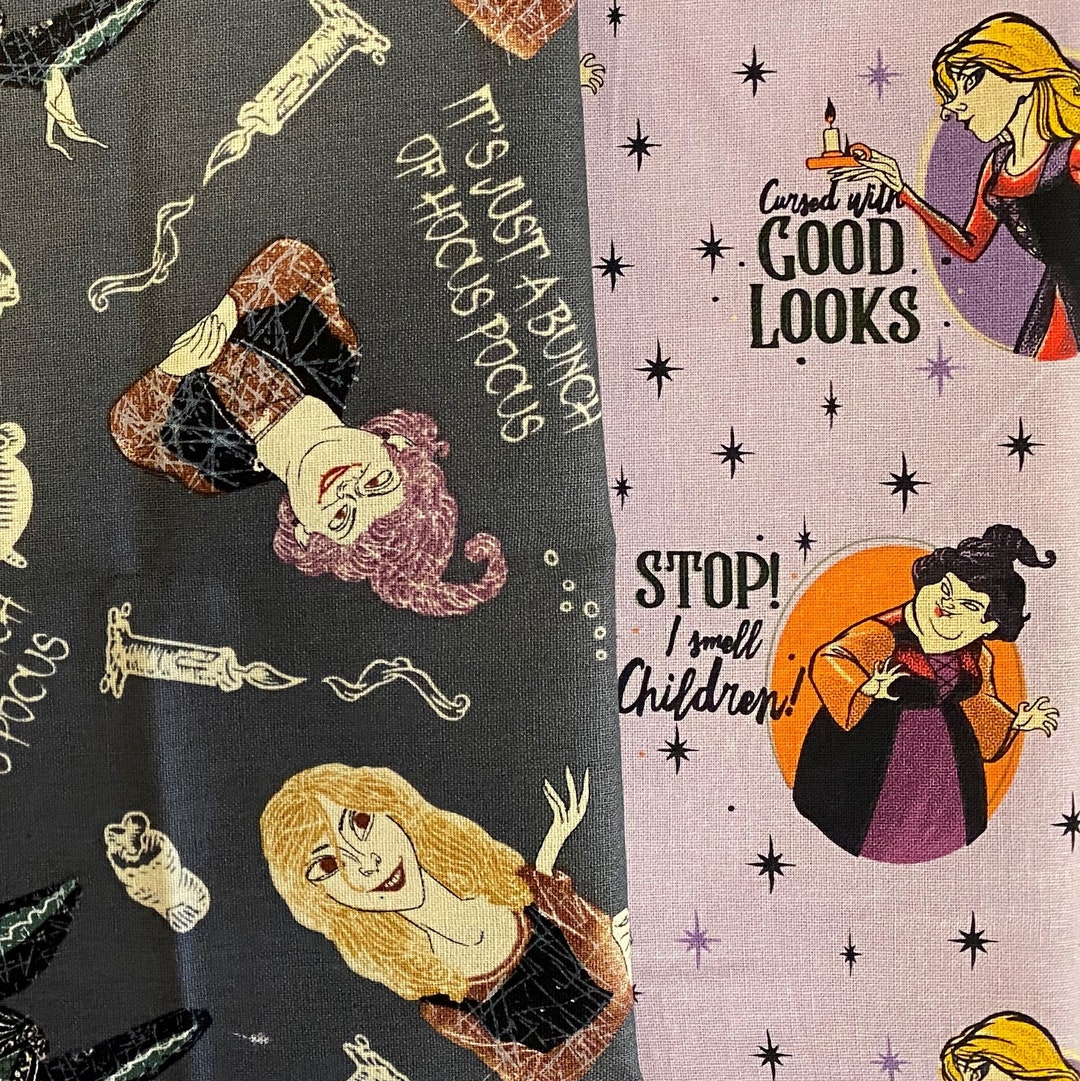 Hocus Pocus Fabric (3 Choices) Witch Cat Quilting Craft Sewing Fabric ...